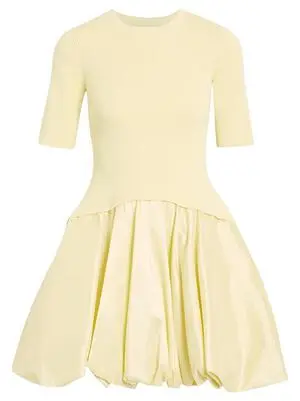 Simkhai Kenny Ribbed-knit And Taffeta Mini Dress - Pastel Yellow