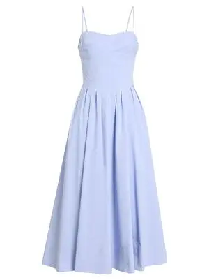 Simkhai Kittiya Pleated Cotton-blend Poplin Midi Dress - Light Blue