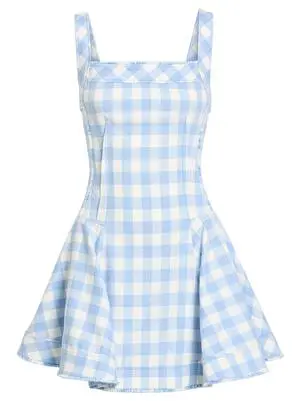 Simkhai Hannalie Gingham Woven Mini Dress - Light Blue