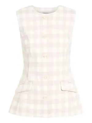 Simkhai Calliope Gingham Woven Vest - Beige