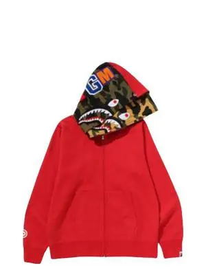 A BATHING APE Shark Full Zip Double Layered Hoodie - Red