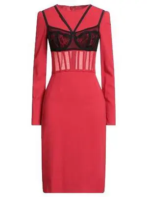 Dolce & Gabbana Midi Dress In Viscose, Polyamide, And Elastane - Red