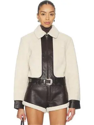 UNDERSTATED LEATHER Faux Shearling Leather Jacket