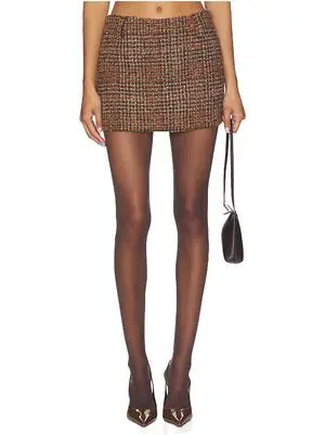 Astr The Label Kyleigh Tweed Mini Skirt - Rust Brown