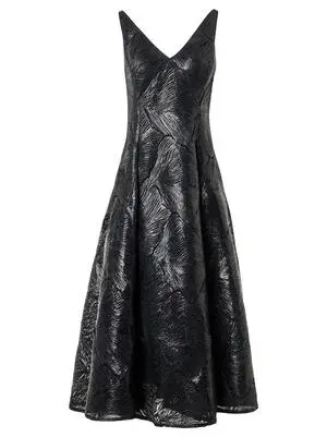 Akris Lacquered Sea Faille Sleeveless Midi Dress - Black