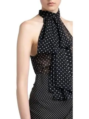 TOM FORD Polka-dot Chiffon Neck-tie Sleeveless Blouse - Black