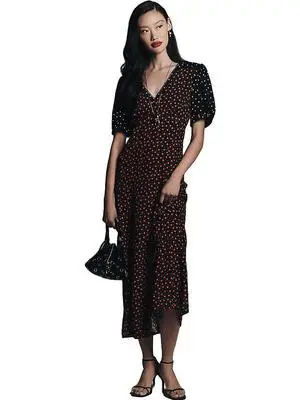 Maeve V-neck A-line Maxi Dress - Black Pattern