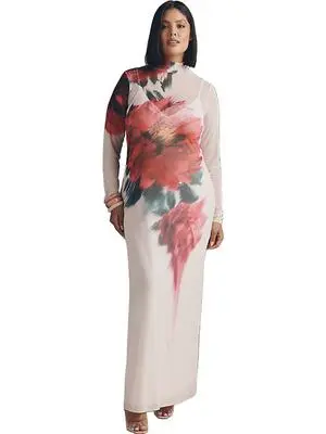 AFRM Billie Plus Mesh Maxi Dress - Ivory Blossom