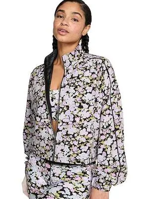 Pink Metallic Cropped Jacket - Floral