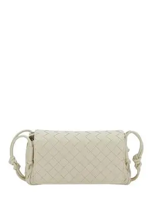 BOTTEGA  VENETA Nappa Leather Clutch With Intrecciato Pattern White