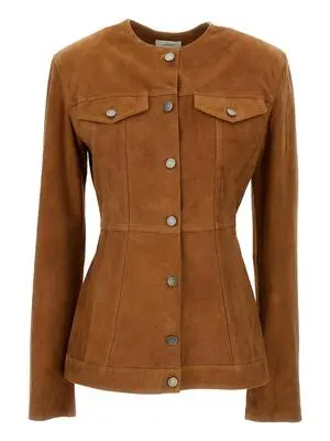 HAIKURE Suede Panelled Jacket - Brown