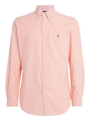 Polo Ralph Lauren Custom Fit Stripe Oxford Shirt - Orange