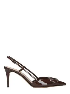 Valentino Garavani Patent Leather VLogo Slingback Pumps Brown