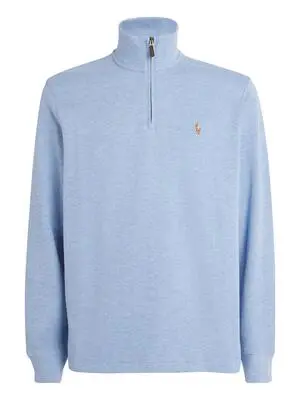 Polo Ralph Lauren Cotton Quarter-zip Logo Sweater - Blue
