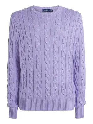 Polo Ralph Lauren Cotton Cable-Knit Sweater Purple