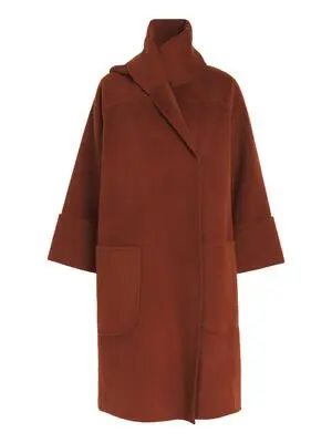 WOLK MORAIS Cashmere Cunardier High Neck Coat - Brown