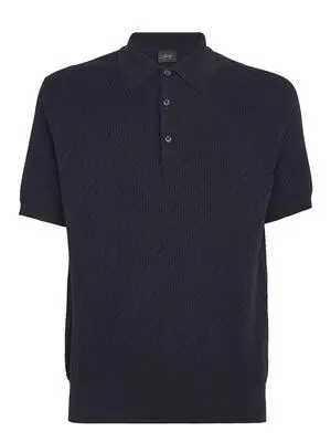 Brioni Cotton-silk-cashmere Polo Shirt - Blue
