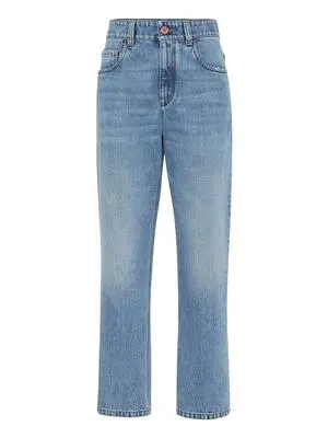 BRUNELLO CUCINELLI Logo Patch Mid-Rise Straight-Fit Jeans