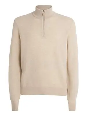 Ralph Lauren Purple Label Cashmere Quarter-zip Sweater - Beige