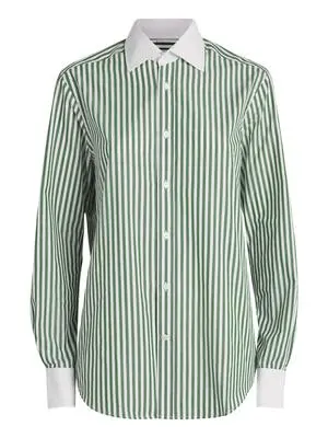 WITH NOTHING UNDERNEATH Cotton Poplin Boyfriend Shirt - Green