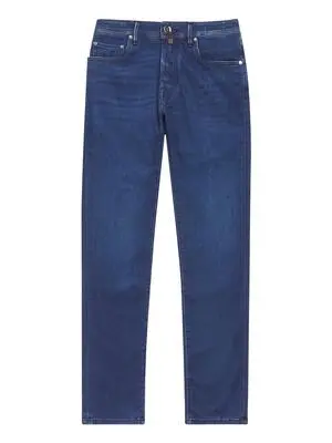 Jacob Cohen Bard Slim Jeans With Crocodile Skin Patch - Navy