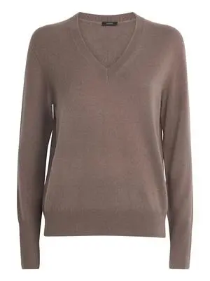 JOSEPH Cashmere V-neck Sweater - Brown