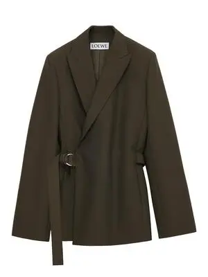 Loewe Wool Draped Blazer - Green