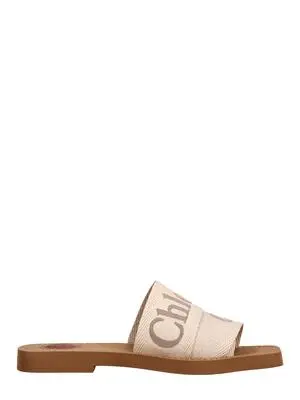 Chloé Canvas Jacquard Woody Sandals - Nude