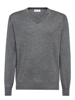 Brunello Cucinelli Cashmere V-neck Sweater - Grey