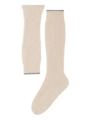 Brunello Cucinelli Cashmere Rib-knit Socks - Beige