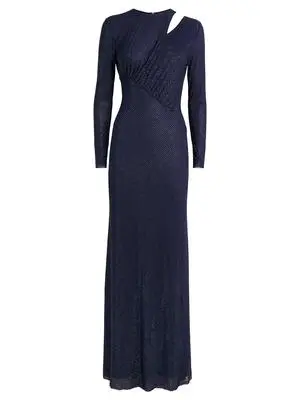 SELF-PORTRAIT Embellished Cut-out Maxi Dress - Navy