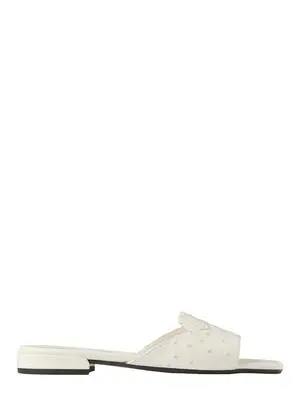 JIMMY CHOO Ostrich Leather Dina Sandals - White