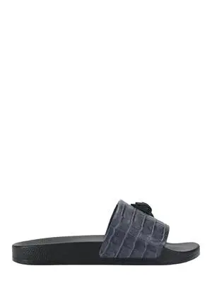 Kurt Geiger Leather Croc-embossed Eagle Slides - Navy