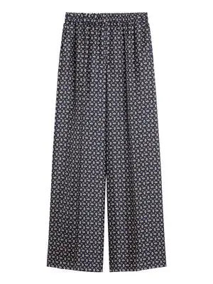 Max Mara Silk Twill Printed Wide-leg Trousers - Blue