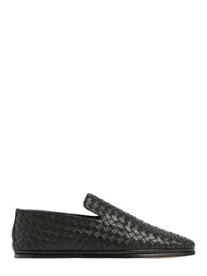 Bottega Veneta Leather Intrecciato Loafers - Black