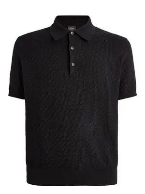 Brioni Cotton-silk-cashmere Polo Shirt - Black