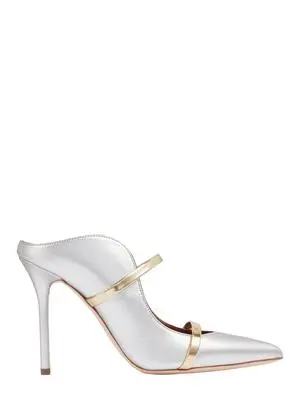 MALONE SOULIERS Metallic Leather Maureen Mules - Silver