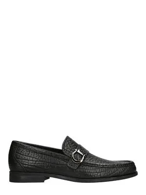 FERRAGAMO Leather Caspian Loafers - Black
