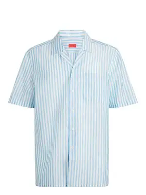 Isaia Cotton-linen Stripe Shirt - Blue