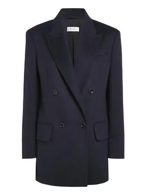 Max Mara Camel Hair Double-breasted Blazer - Blue