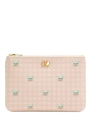 Valentino Garavani Medium Leather Vlogo Signature Pouch - Pink