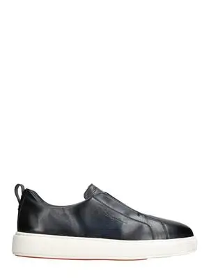 Santoni Clean Icon Leather Sneakers - Navy