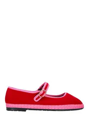 FLABELUS Velvet Aurelie Mary Jane Flats - Pink
