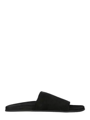 THE ROW Hugh Suede Slides - Black