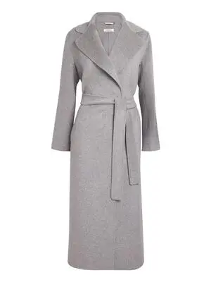 Max Mara Virgin Wool-cashmere Wrap Coat - Grey