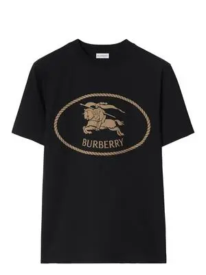 Burberry Cotton Knight Stamp T-shirt - Black