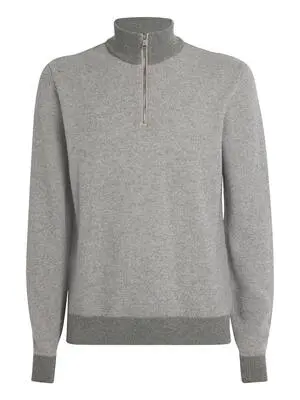 Ralph Lauren Purple Label Cashmere Quarter-zip Sweater - Grey