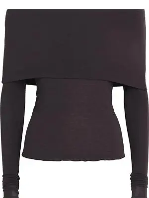 SKIMS Sheer Modal Off-the-shoulder Top - Burgundy