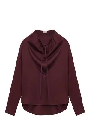 Loewe Silk-blend Satin Blouse - Burgundy