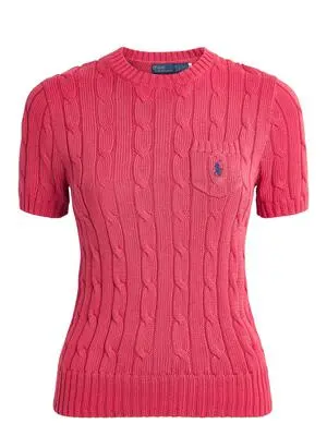 Polo Ralph Lauren Cotton Cable-knit Short-sleeve Sweater - Red